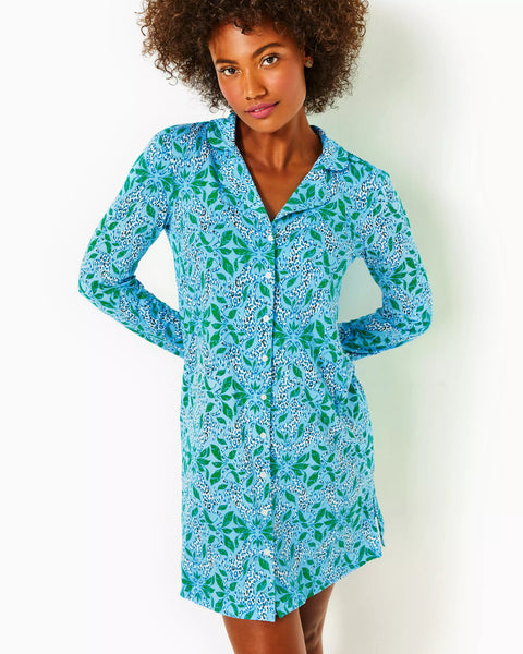 Chilton PJ Nighshirt - Bon Bon Blue Leapin Lizards – Melly