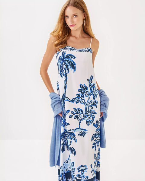 Jesslyn Silk Maxi Slip Dress, Resort White Oversized Tall Tales Engine ...